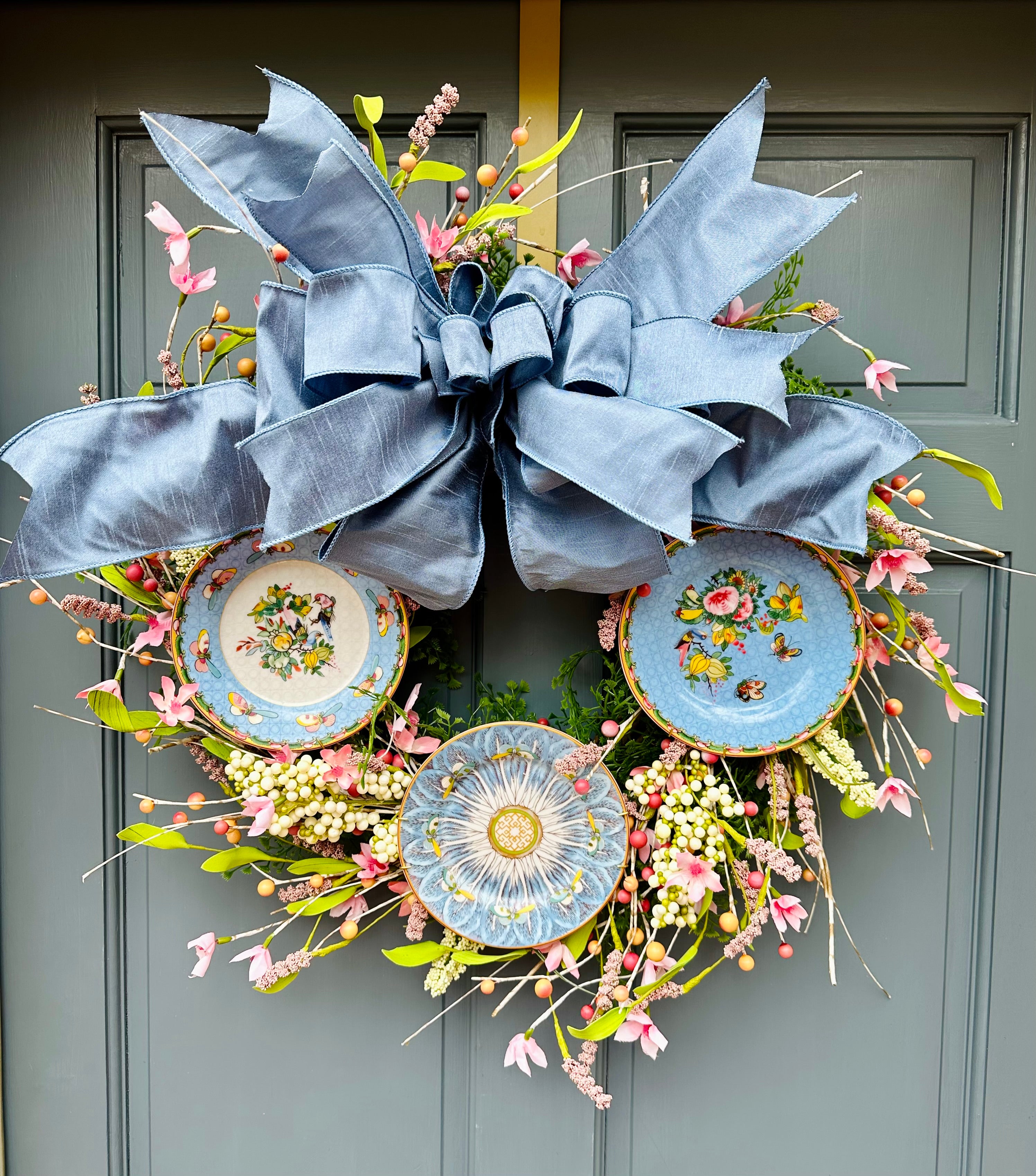 Wreath maker preppy grand millennial wreaths. Vintage plate wreaths ...